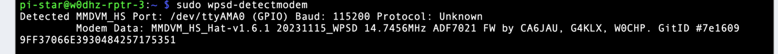 WPSD MMDVM Reselect Modem Prompt - April 2025 - W0DHZ - Dale Henninger